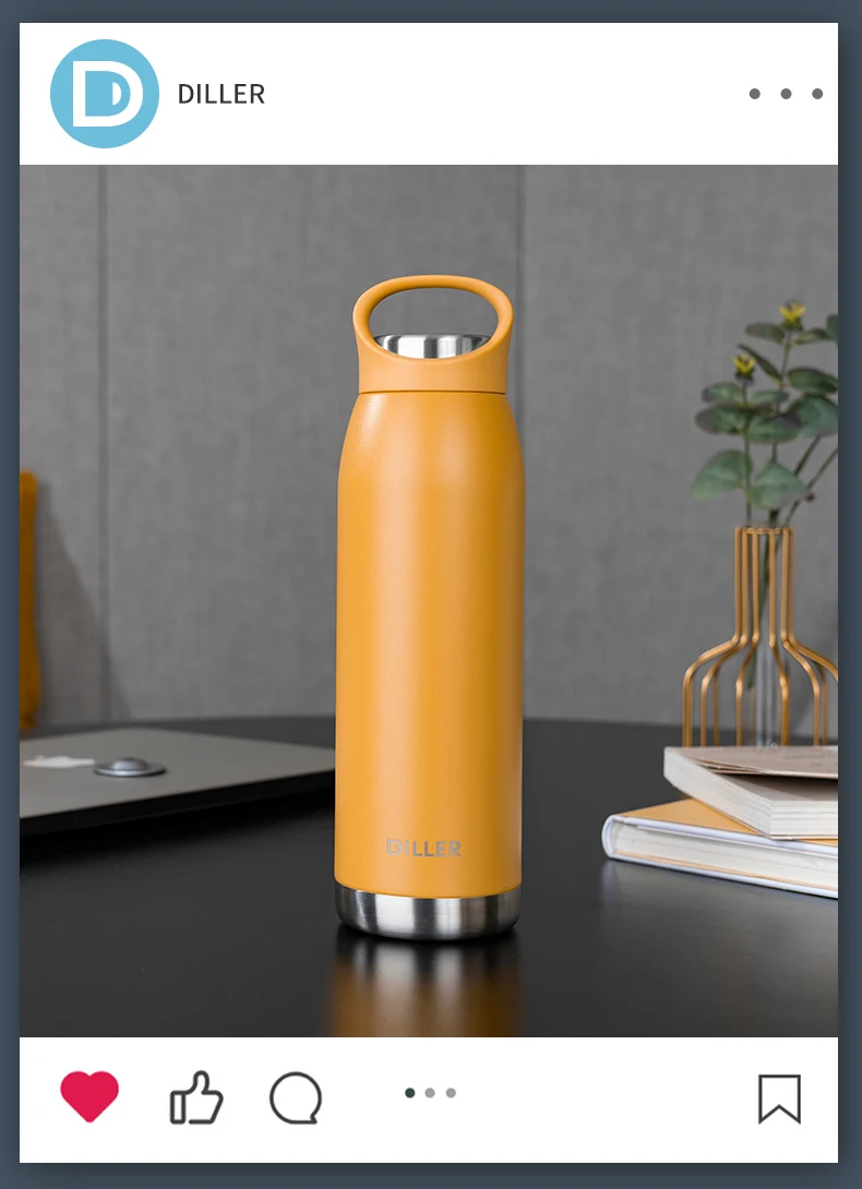 Diller Water Bottle Custom Double Wall Insulated Stainless Steel Metal ...