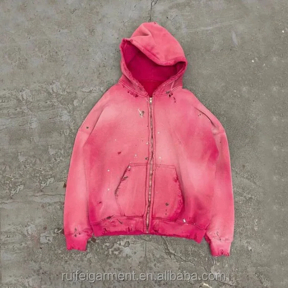 Custom High Quality Street Wear Hoodie Terry Blank Zip Up Vintage ...