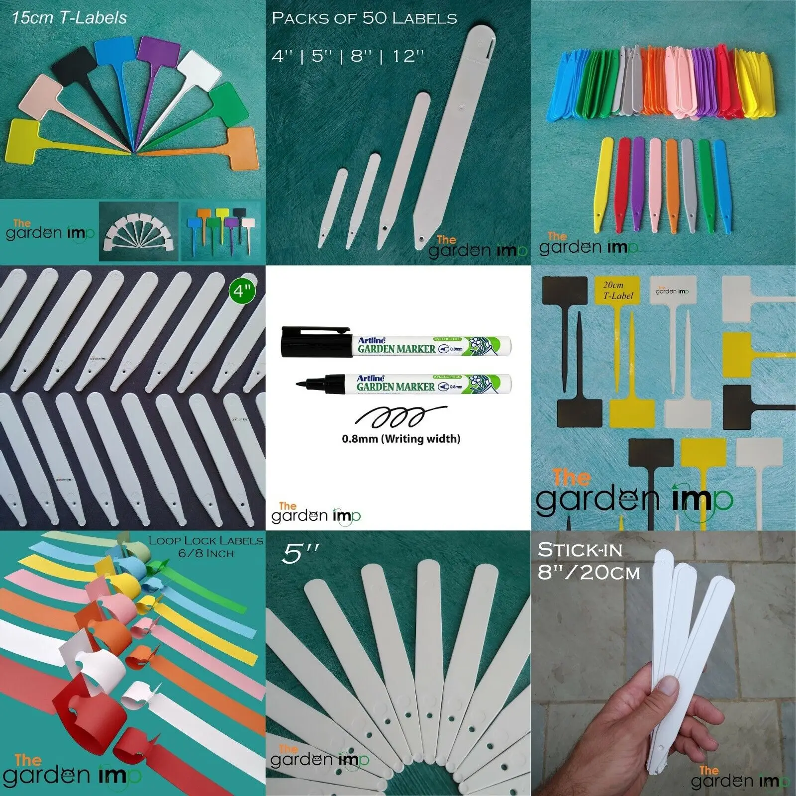 50PCS Pack Plastic Straight Garden Plant Label White Tags Stick Garden ...