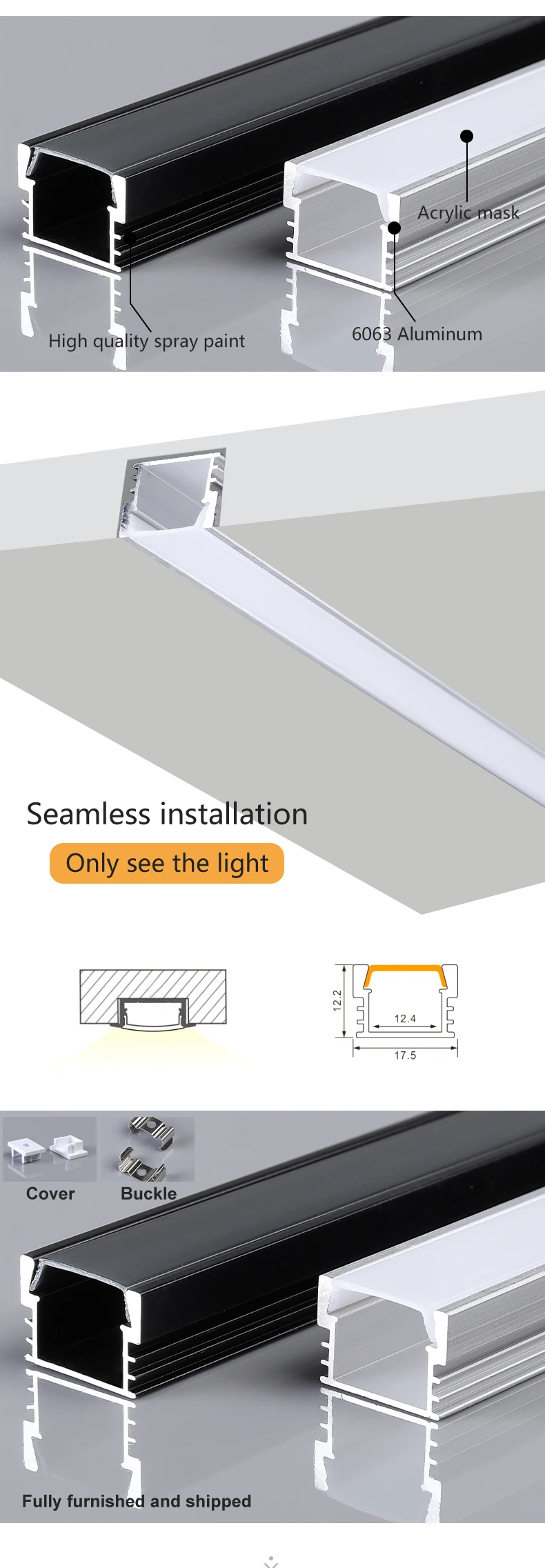 17*12mm U Shape Led Strip Aluminum Channel Profile Aluminum Led ...