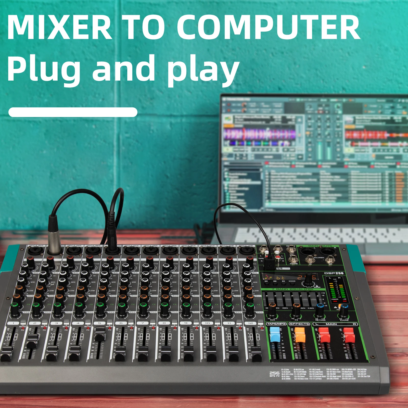 Biner MG12 - 12 Channel Professional Audio Mixer Console