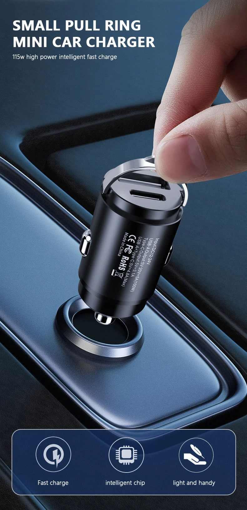 Portable Mini Metal 2 Ports Type C Qc3.0 Port Quick Mobile Phone 115w ...