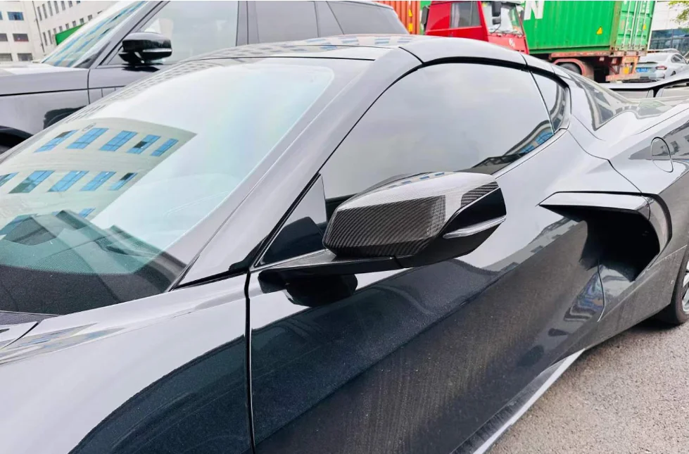 Chevrolet Corvette C8 Rear View Mirror Cover - Dry Carbon Fiber