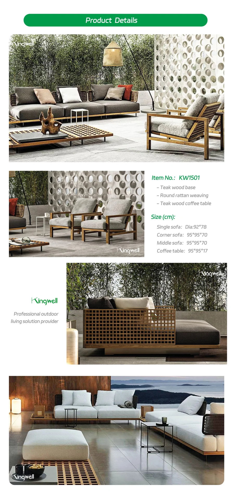 Chinese Outdoor Teak Wood Sofas Set Garden Furniture Waterproof Outside ...