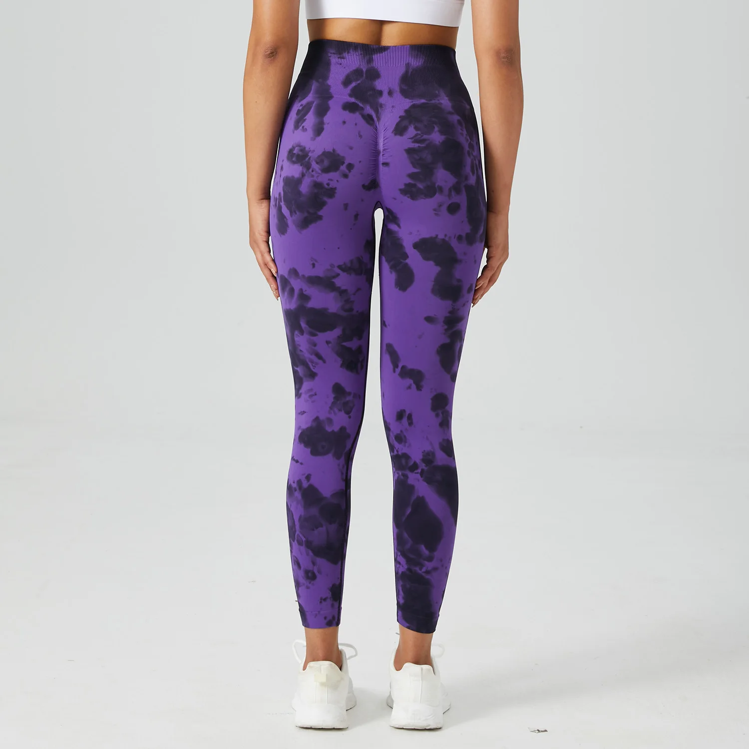 Custom Tie-dye Seamless High-waisted Yoga Pants Peach Hip Lift Fitness Pants Running Tight Yoga ...