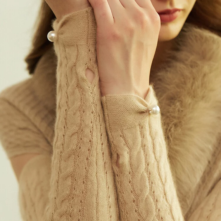 Wholesale Luxury Stretchy Cable Knit Long Fingerless Mittens ...