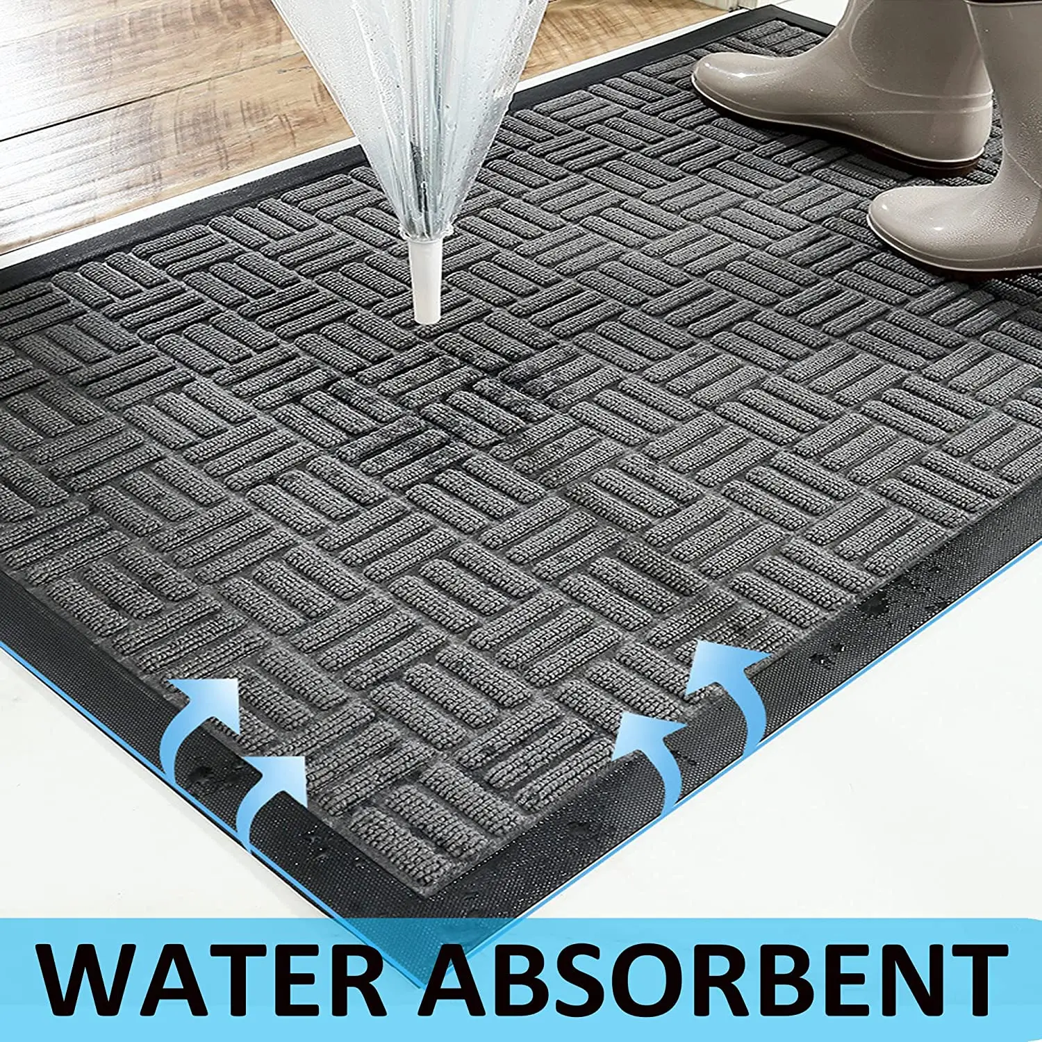 3D Embossed Polypropylene Front Door Mat Rubber Non-Slip Resist Dirt ...