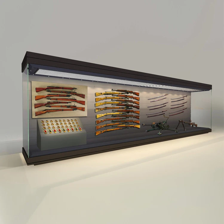 Customize Military Museum Showcase Glass Design for Gun Shop