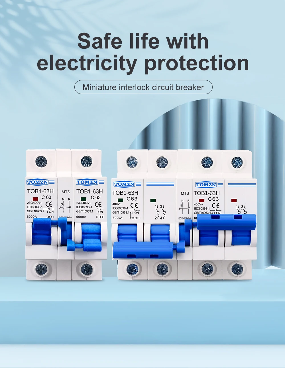 MTS Dual Power Manual Transfer Switch Circuit Breaker MCB 50HZ/60HZ ...