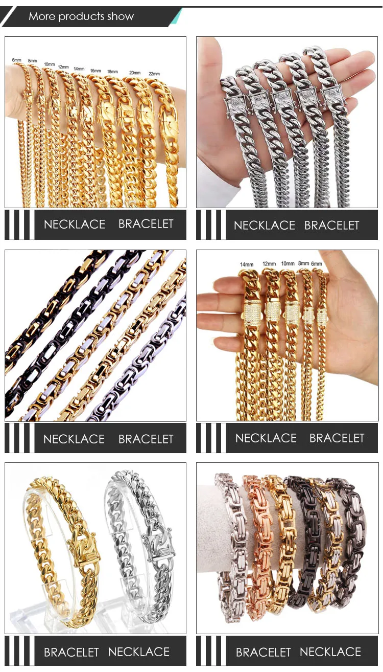 Classical Byzantine Chain Jewelry Set Stainless Steel Necklace Bracelet ...