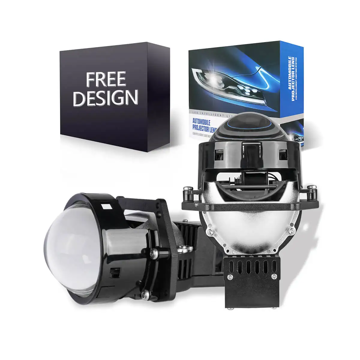 Auto Car Universal Headlights 3 Inch Bi LED Projector Lens Light LED ...