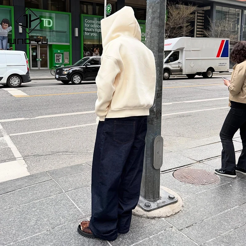 Custom French Terry Boxy Hoodie Oversized Fleece Hoodie Heavyweight Cotton Blank Pullover Black ...