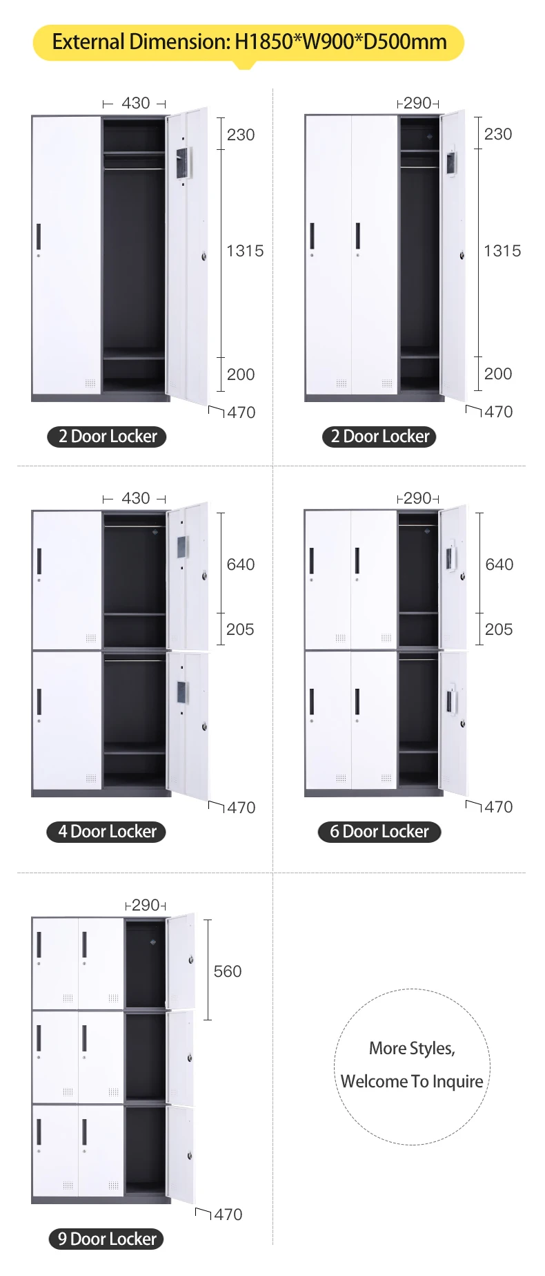 9 Door Steel Hostel Locker Change Room Storage Cabinet Metal Gym Staff ...