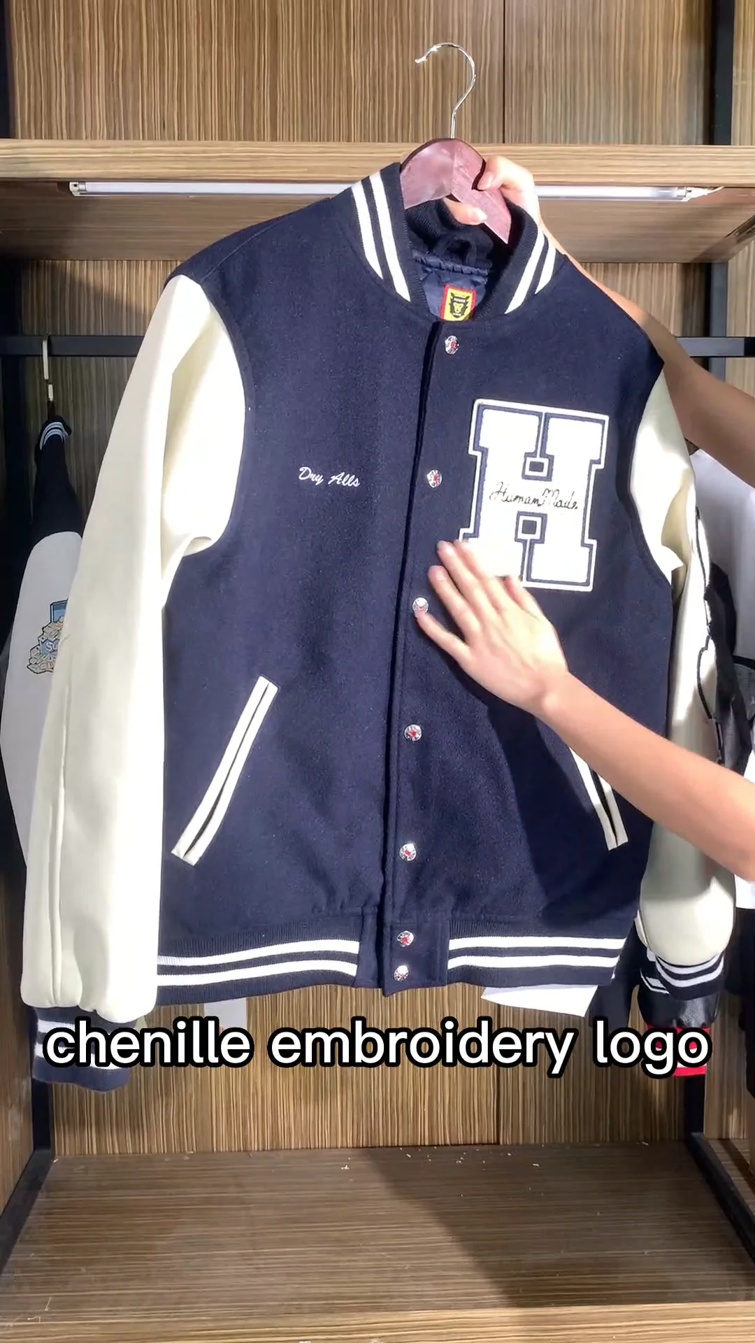 Custom Leather Sleeve University Jackets Streetwear Winter Coat Chenill ...