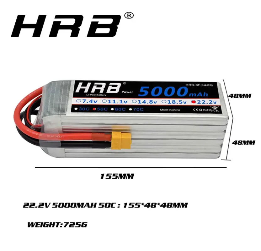 Hrb 6s Lipo Battery 22.2v 5000mah 6000mah 4s 2200mah 3300mah 4200amh 12000mah 22000mah Rc Lipo ...