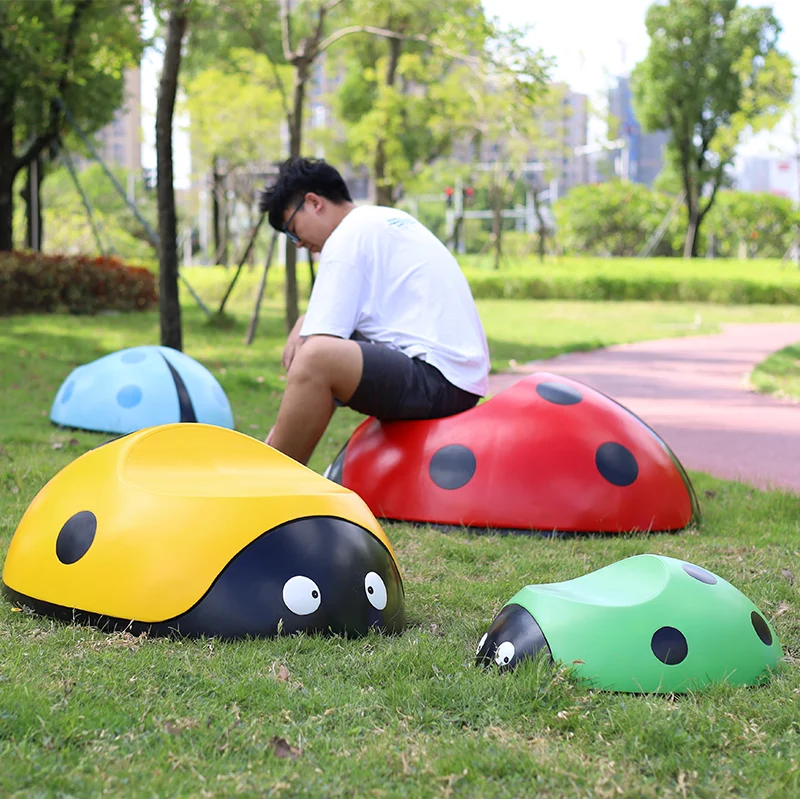 Custom Fiberglass Cartoon Seven-star Ladybug Seat Sculpture For Garden ...