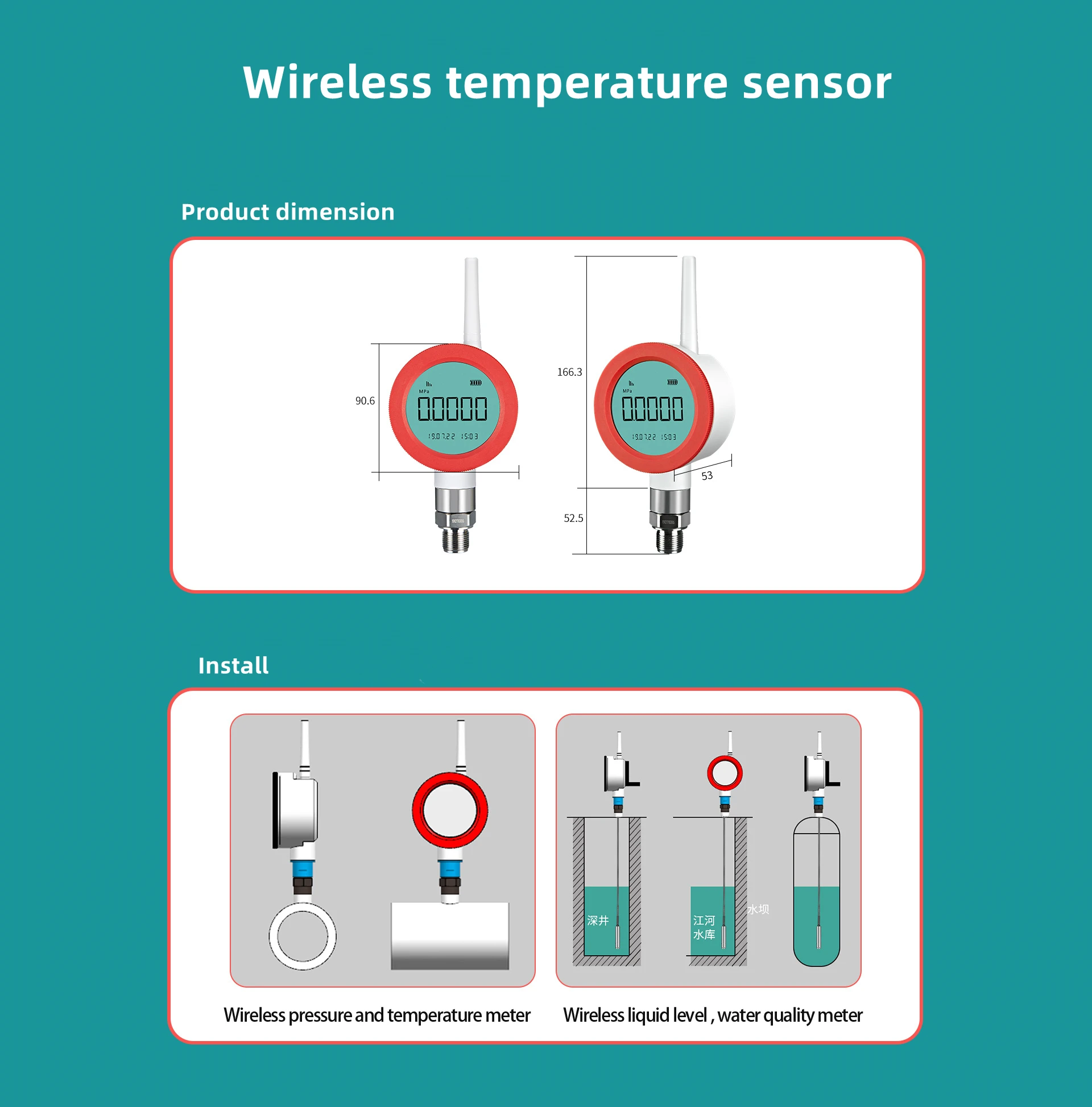 MQTT Wireless Digital Temperature Gauge - LoRA 4G Smart Sensor with 0 ...