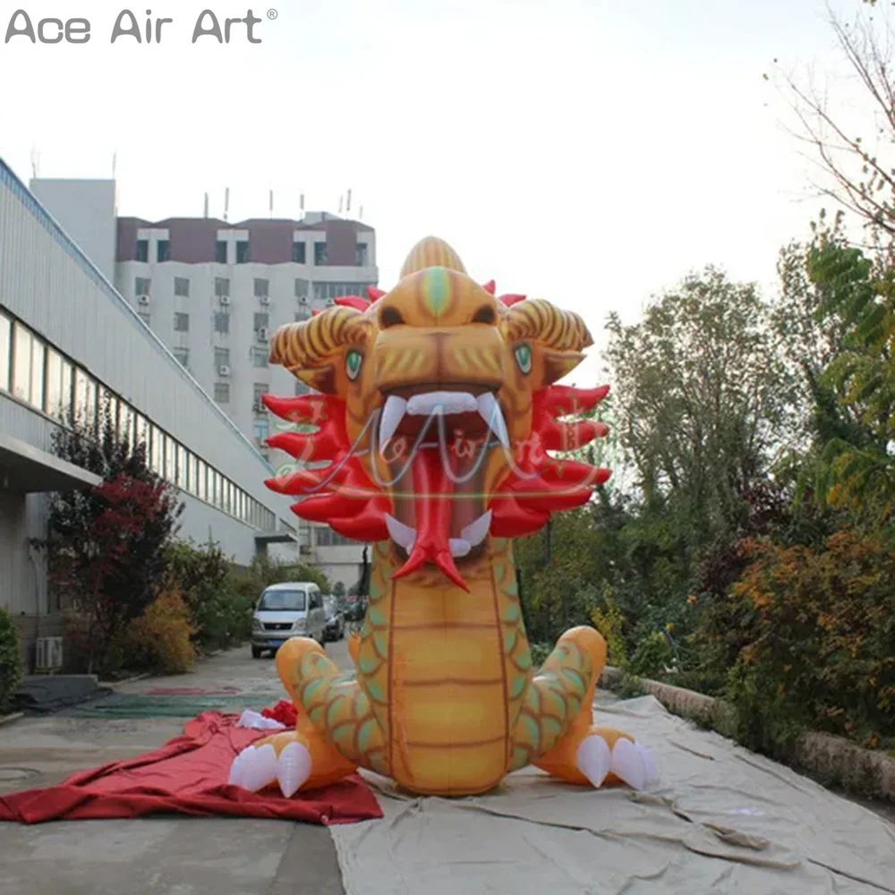 10m Long Chinatown Inflatable Dragon Golden Chinese Dragon For New Year ...