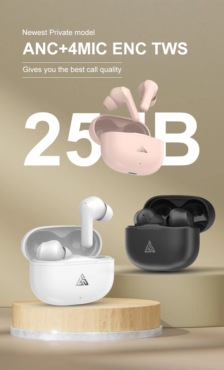 Custom Tws Anc Earphone Bt 5.3 Enc Wireless Bluetooth Earbuds With 4 ...