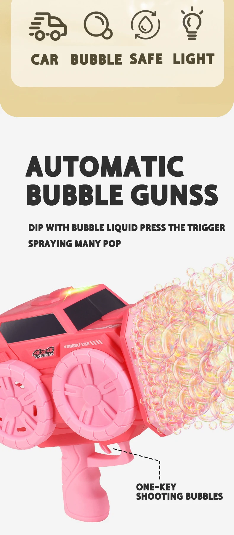 139 Holes Bubble Gun - Car Design Handheld Bubble Machine Shooter with ...