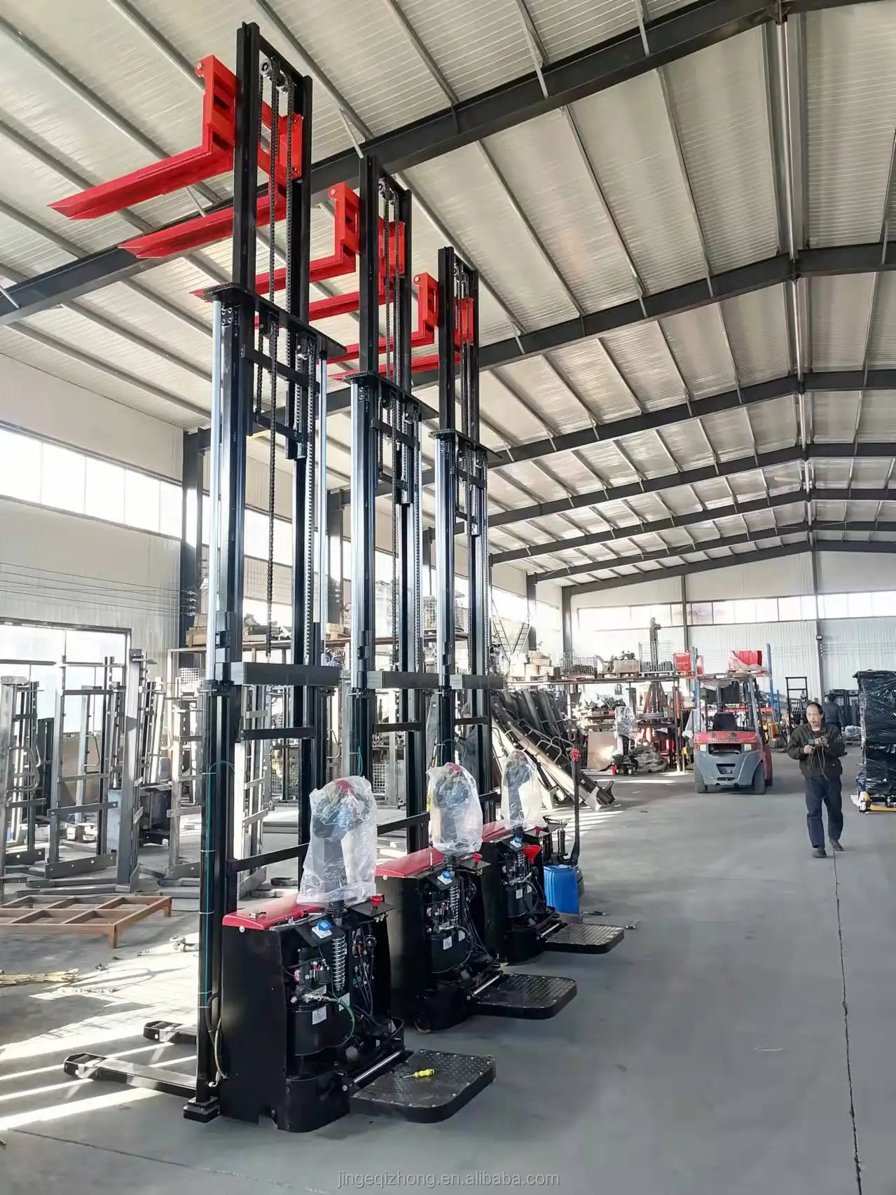 2T Stand on Type Electric Pallet Forklift Reach Lifting Full Electric ...