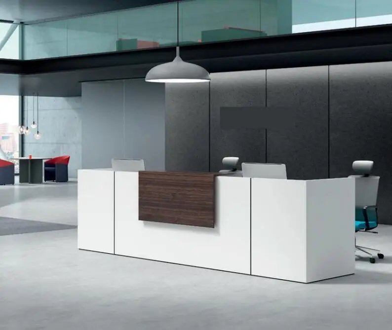 2 Person Standard Size Reception Desk Office White Hotel Gold Marble ...