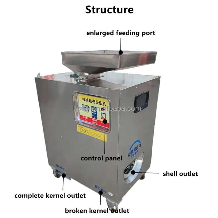 3 Outlets Electric Dried Walnut Shell Kernel Separator Peeler Walnut ...