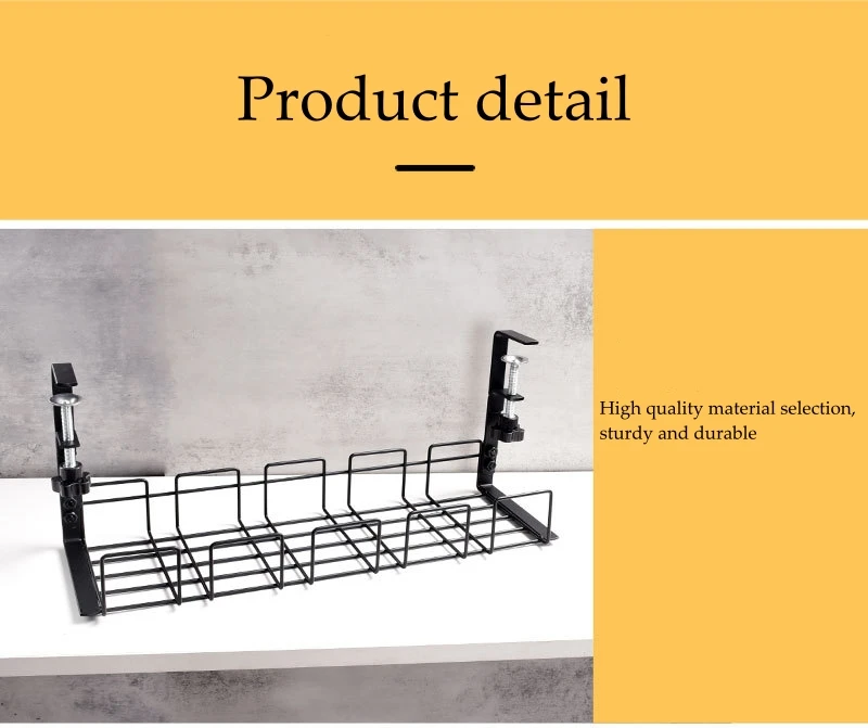 No Drilling Extendable Under Desk Cable Management Metal Tray With ...