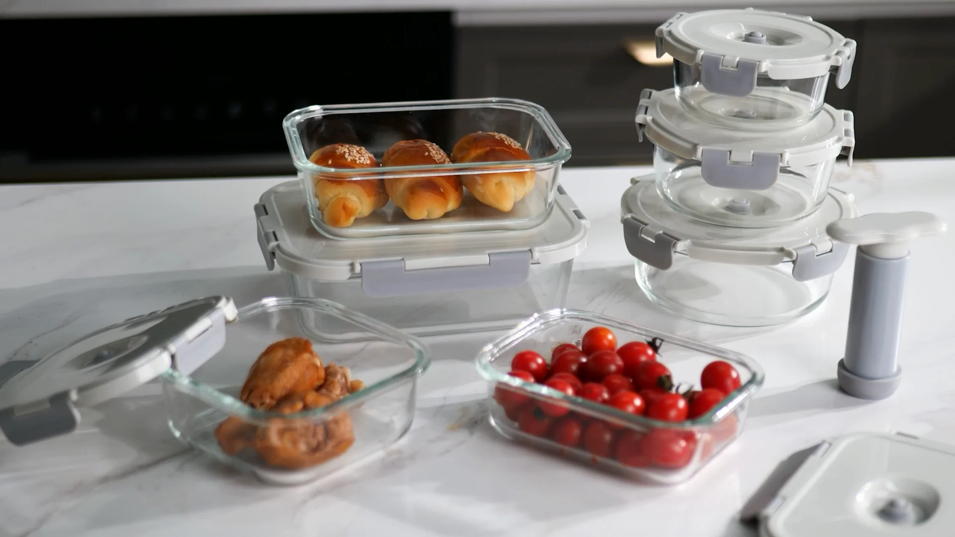 Essie Glass Food Storage Set Vacuum Microwave Oven Safe Glass Meal Prep ...