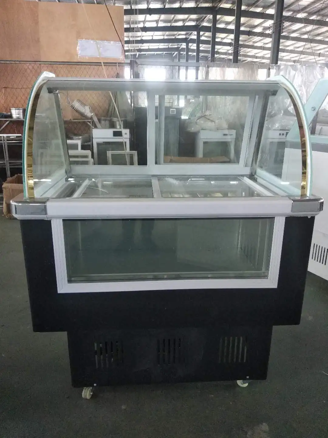 Supermarket 160L Gelato Ice Cream Scoop Curved Glass Refrigerator ...