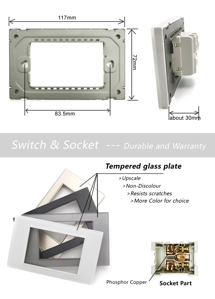 Luxury Plug 3gang Home Outlets Wall AC Power Modular Italian Socket - ZSUN