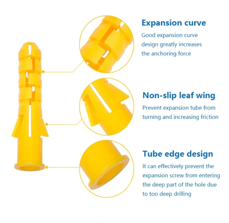 Small Yellow Plastic Expansion Pipe Nylon Expansion Bolt Screw Anchor ...