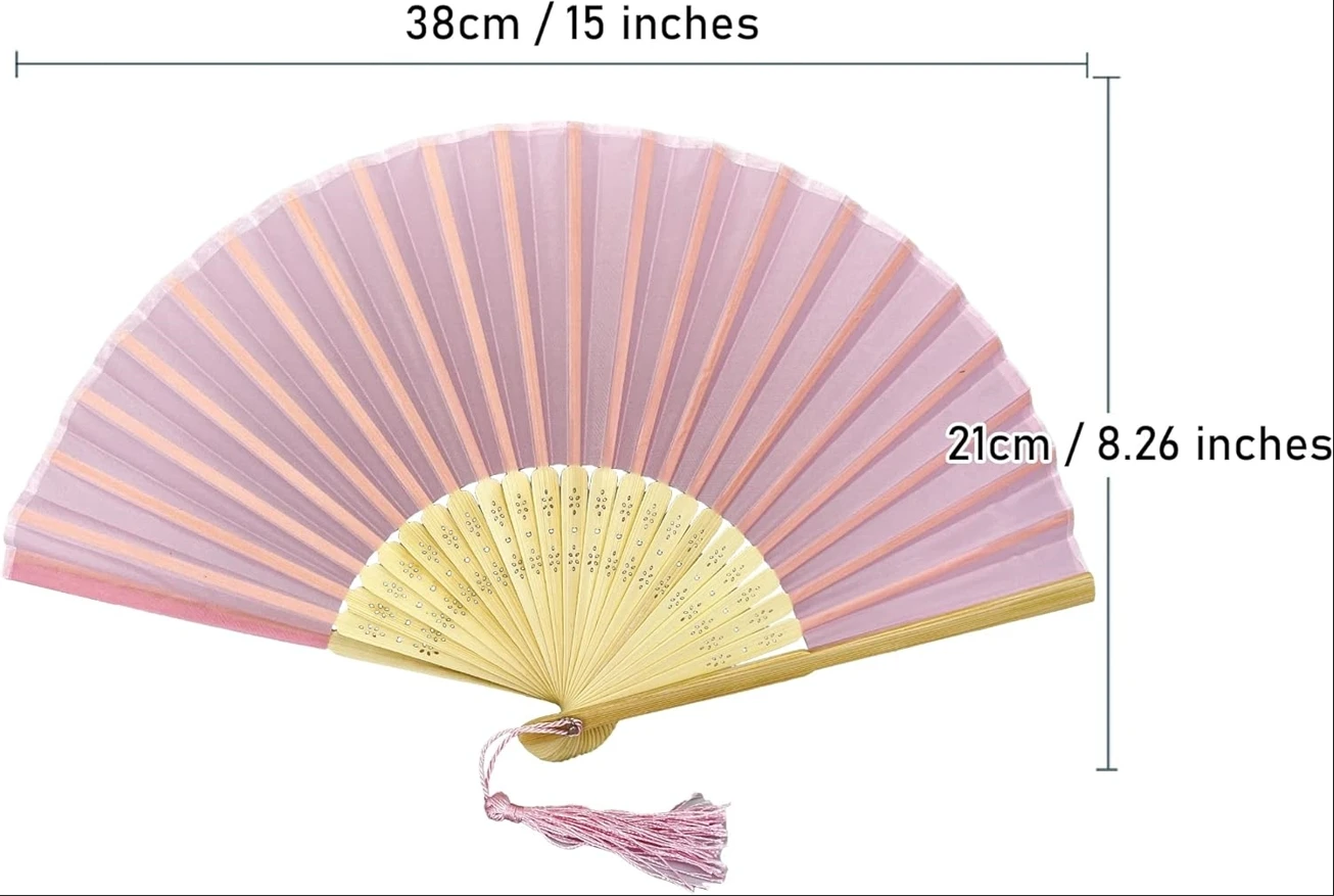 Charming Chinese Folding Bamboo Silk Hand Fans for Weddings