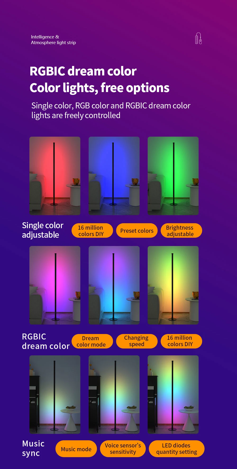 CL Lighting Smart Control Luxury Standing Home Decor Light