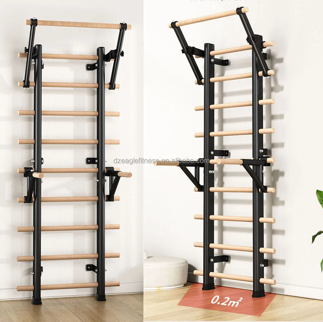 Wooden Swedish Ladder Wall Set Stall Bar - Fitness Equipment