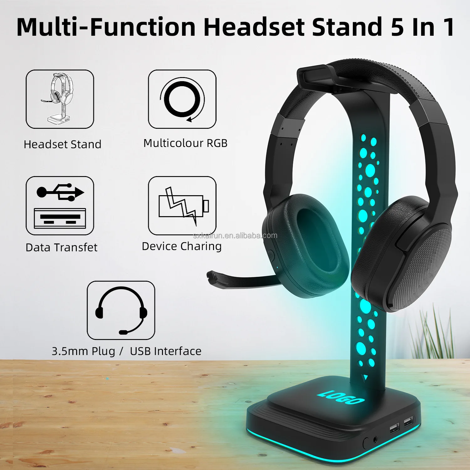 New Design Gaming Headset Holder 2 Usb Port Rgb Led Headphones Headset ...