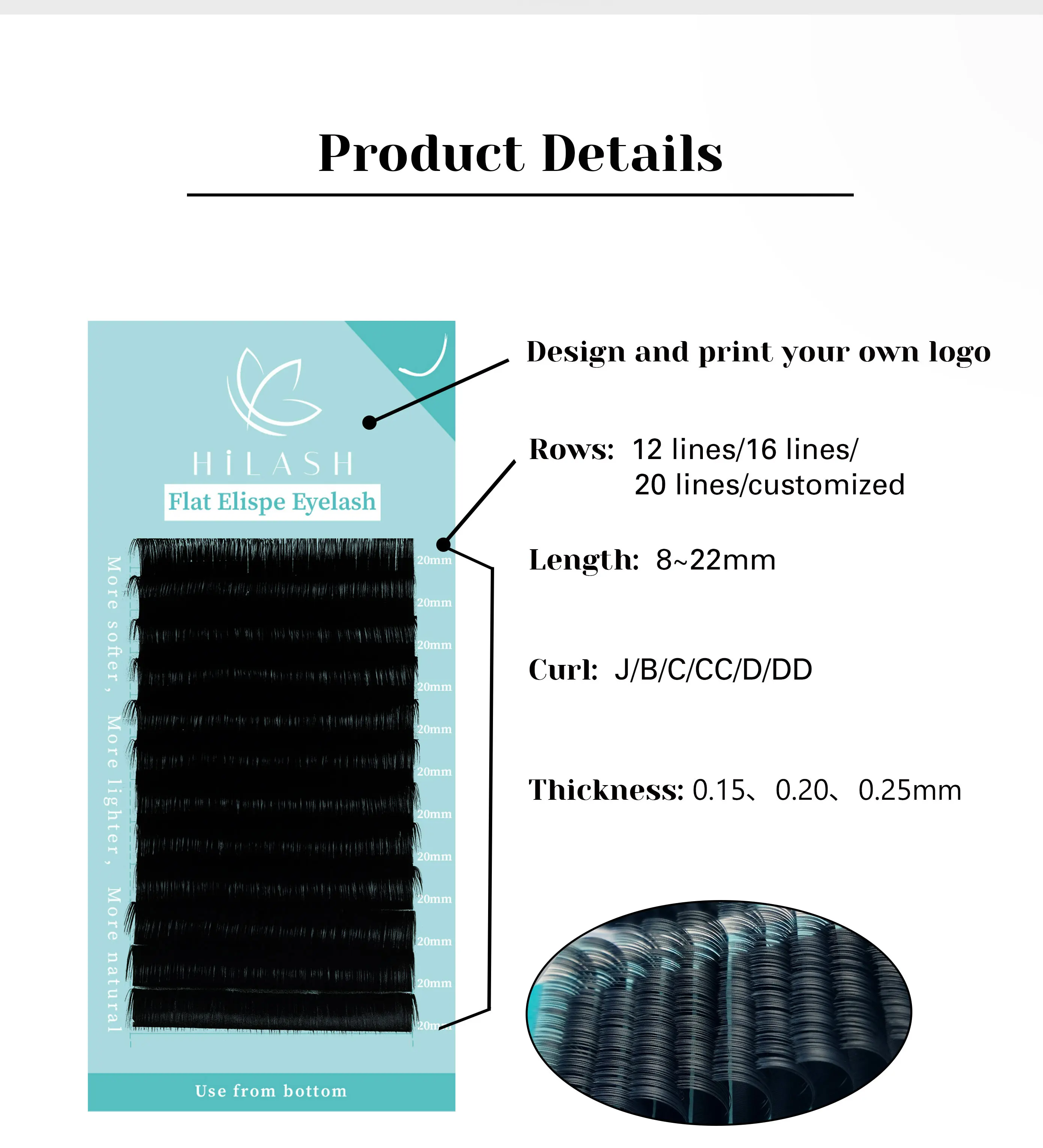Hilash Flat Classic Lashes Extension Air Flat Ellipse Natural 0.15 0.20 ...