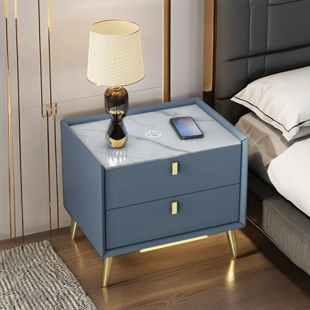 Smart Slide Wood Panel Bedside Table Nightstands for Home Furnishing ...