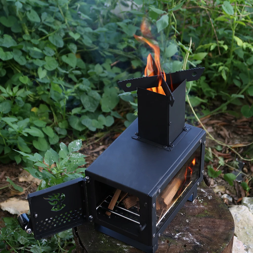 Portable Mini Stove Steel Backpacking Outdoor Camping Multi Fuel Rocket ...