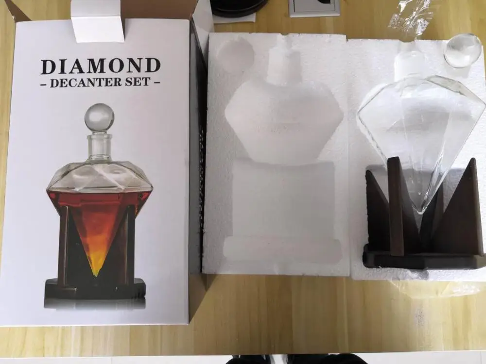 1000ml Whiskey Diamond Shape Design Glass Bottle Handmade High ...