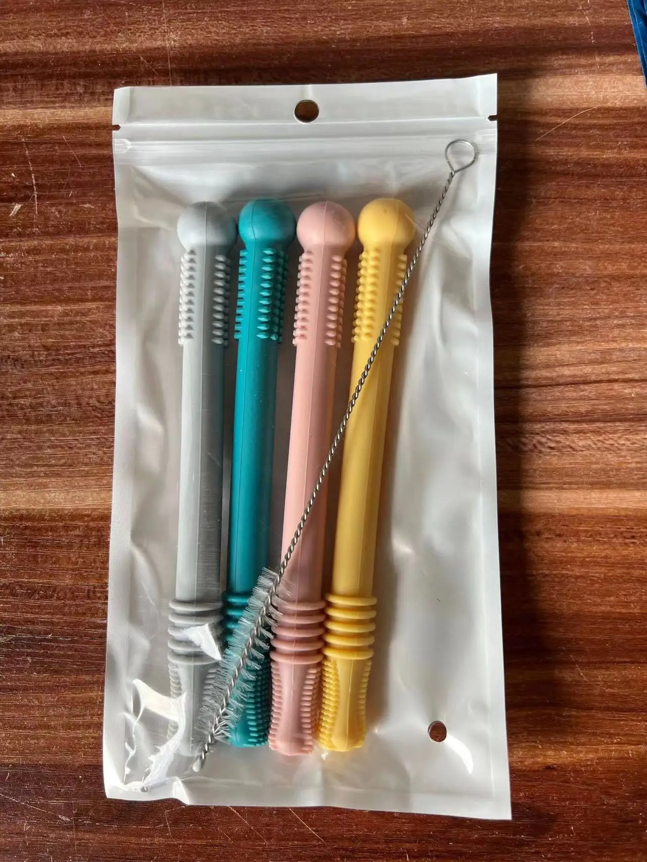 Pacifier Clip Hollow Teething Tubes, Silicone Sensory Teether Tubes ...