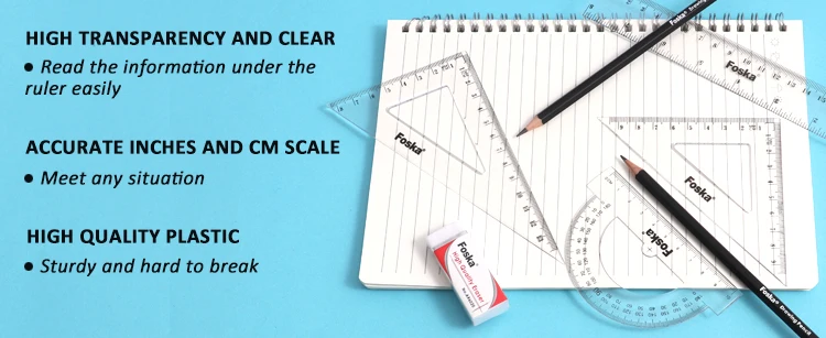 Foska Protractor Straight and Triangle Math Geometry Tool Transparent ...