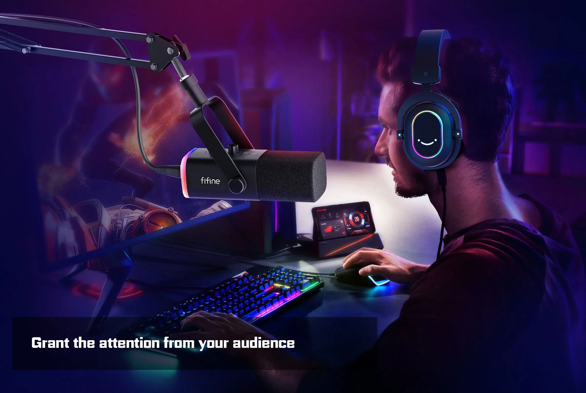 Fifine AM8T Gaming Microphone - Professional Live Streaming