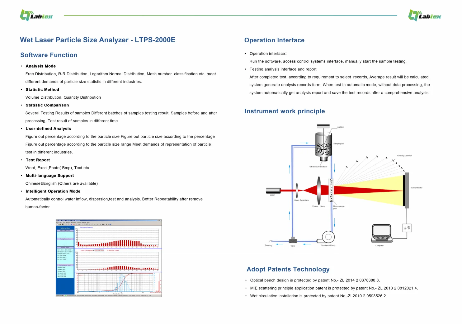 LABTEX Wet Laser Particle Size Analyzer 2000E Laboratory Semi-Automatic Particle Size ...