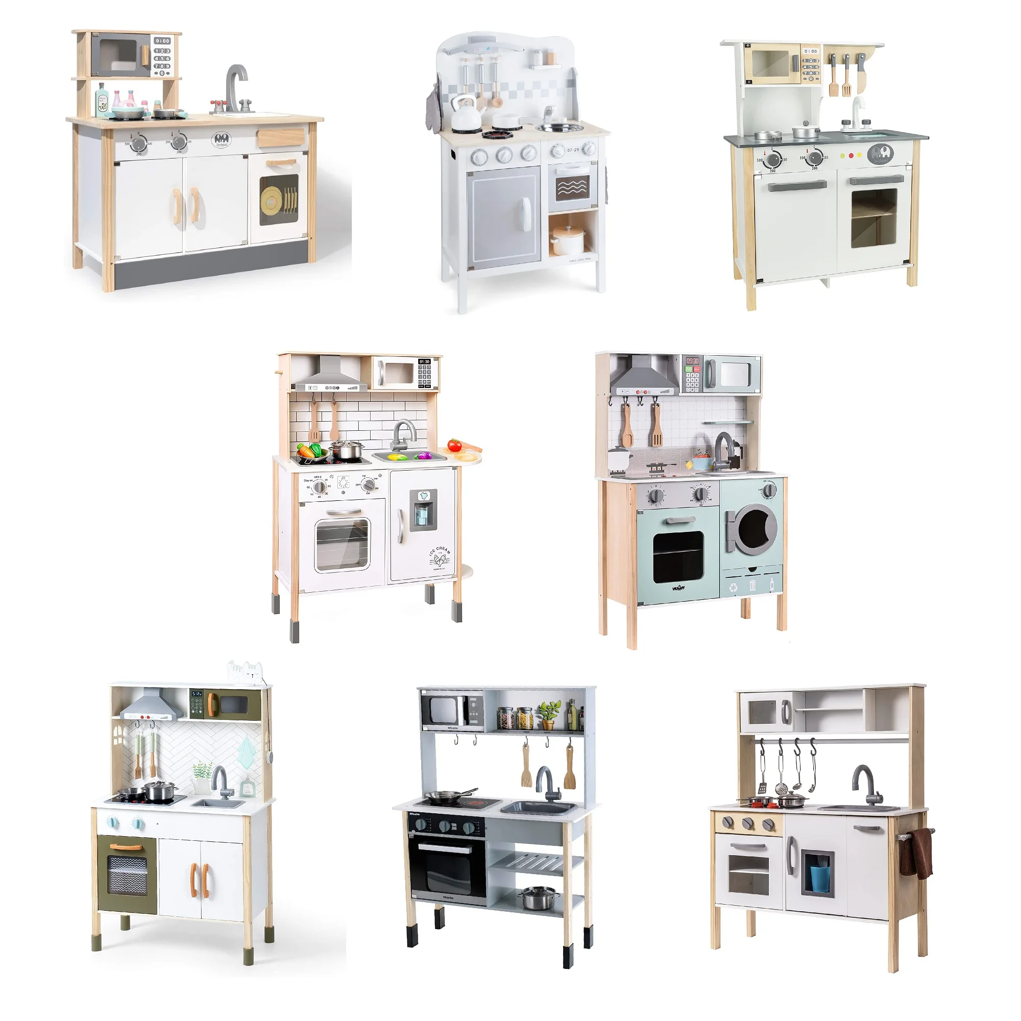 Kids Cooking Toy Washing Machine Toy Wooden Kitchen Set