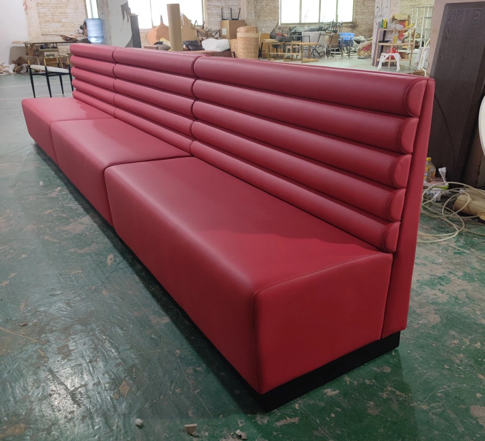 Curved Restaurant Booths Designs Wood Pu Leather U Shape Round Booth ...