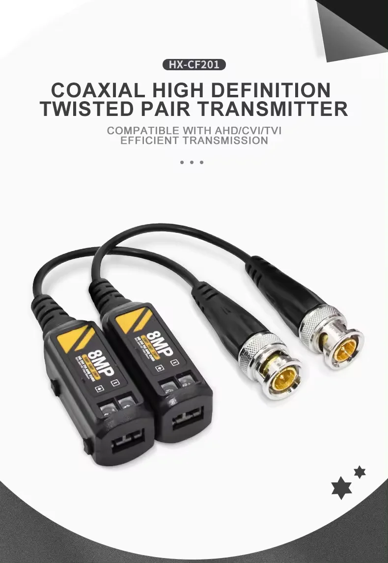 8mp Video Balun Passive Twisted Pair Transmitter Ahd/cvi/tvi Coaxial Analog Bnc To Network Cable ...