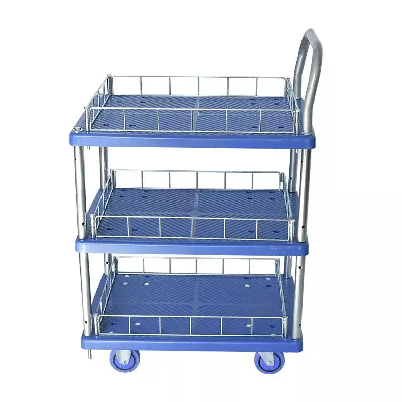 Silent 3 Layer Trolley Handling Tool Platform Trolley Warehouse Hand ...