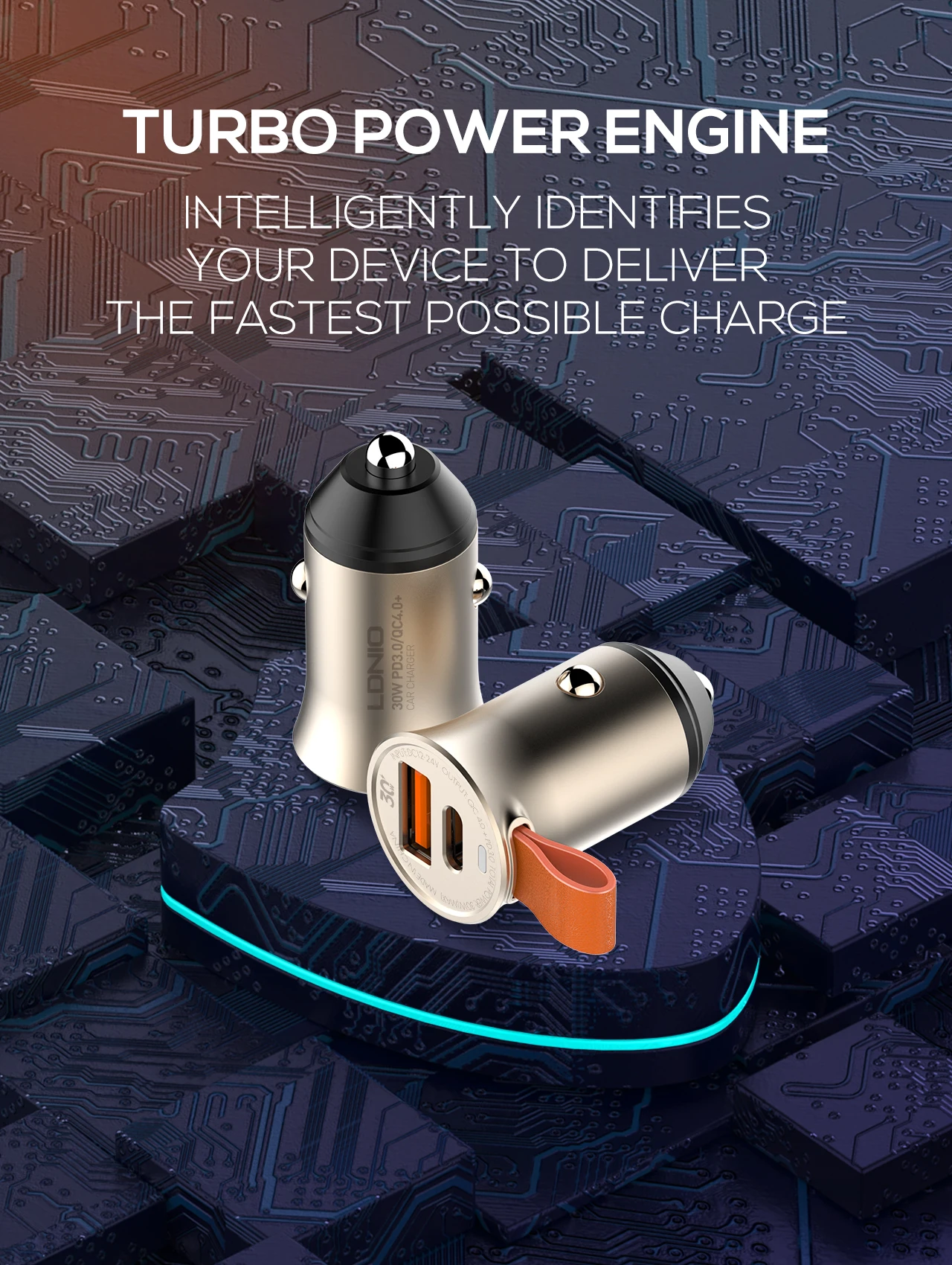 Ldnio C509q New Design Dual Port Car Charger 30w Type-c Pd And Qc 3.0 Metal Fast Car Usb Charger ...