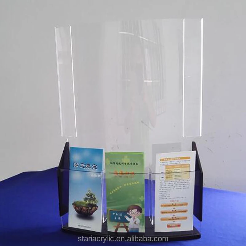 Counter Clear Acrylic Trifold Brochure Holder With Business Card Pocket ...